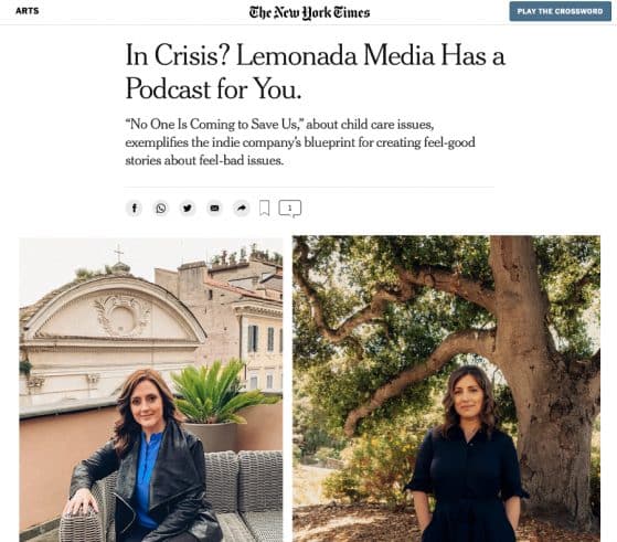 New York Times: "In Crisis? Lemonada Media Has a Podcast for You ...